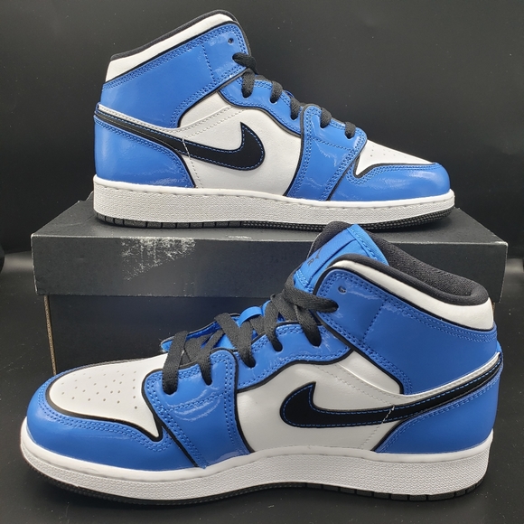 Jordan | Shoes | Jordan Mid Signal Blue Patent Leather | Poshmark